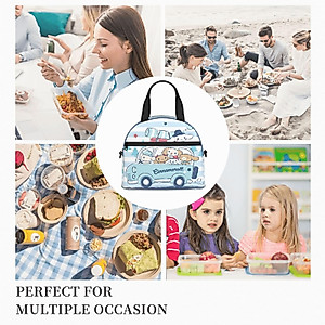 NUEYES Cute Cartoon Insulated Lunch Bag Reusable Tote Bag For Men Women Office Camping Picnic Beach-2