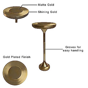 11-Inch Modern Side End Drink Table, Removable Round Top, Sleek Pedestal Base, Gold