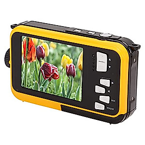Tefola Waterproof Digital Camera, Full HD 2.7K 48MP 10ft Waterproof Underwater Digital Camera 16X Digital Zoom Front Rear Double Screens Waterproof Digital Camera(Yellow)