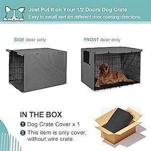 Explore Land 42 inches Dog Crate Cover - Durable Polyester Pet Kennel Cover Universal Fit for Wire Dog Crate (Gray)