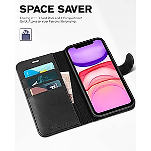 TUCCH iPhone 11 Case, iPhone 11 Wallet Case with [RFID Blocking] Card Slots Stand Magnetic Closure, Protective PU Leather [Shockproof TPU] Flip Cover Compatible with iPhone 11 (2019 6.1 inch), Black