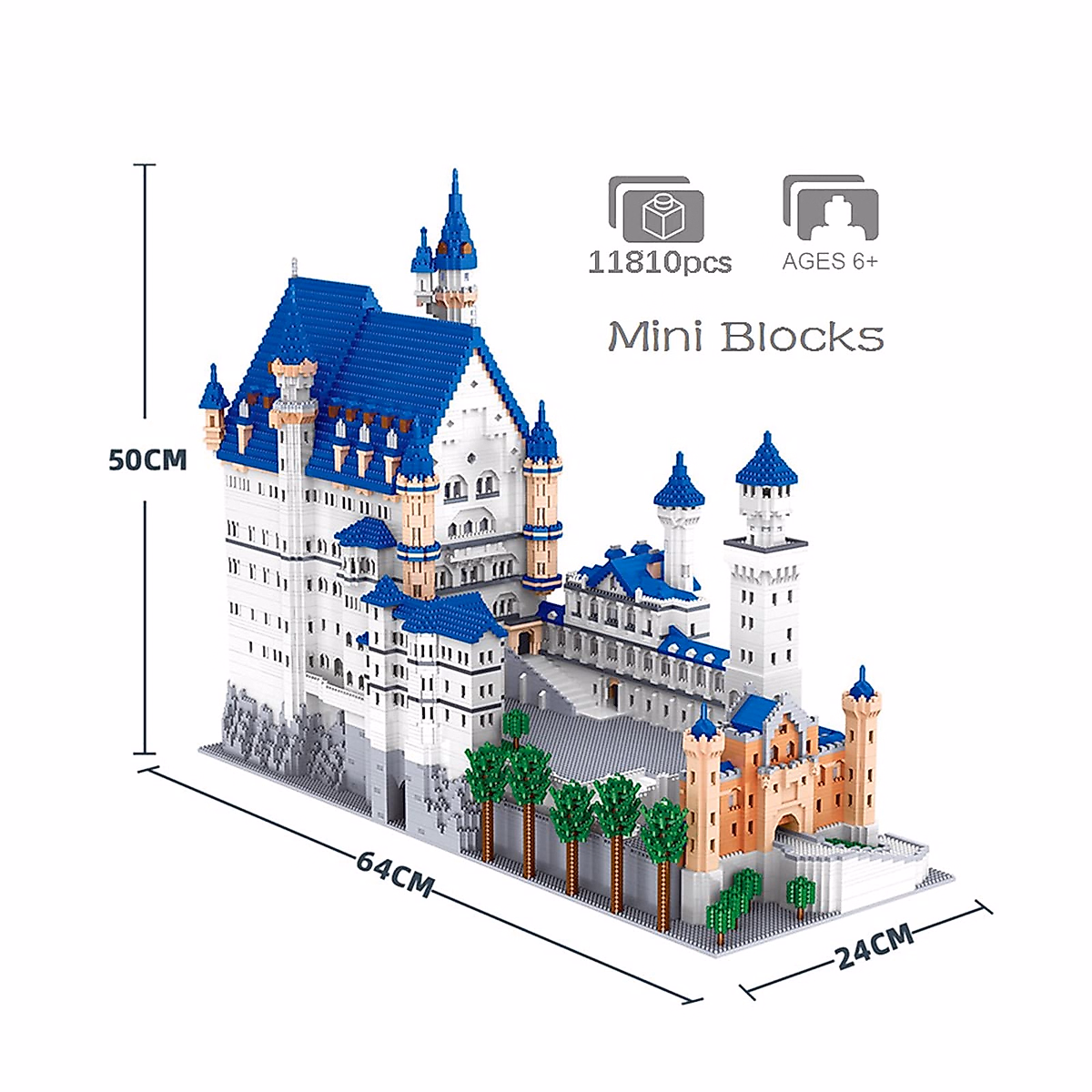 SXPC World Famous Architecture Swan Stone Castle Model (11810pcs) DIY Micro Building Blocks Mini Bricks Toy for Kids and Adults