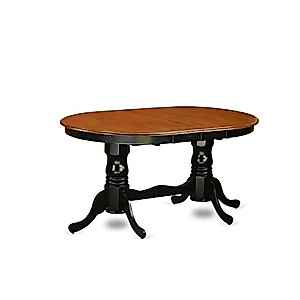 East West Furniture PLDA7-BCH-W Plainville 7 Piece Set Consist of an Oval Dining Room Table with Butterfly Leaf and 6 Wood Seat Chairs, 42x78 Inch, Black & Cherry