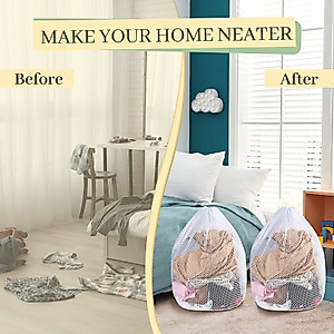 Mesh Laundry Bags with Drawstring 20 x 24'' Machine Washable White Laundry Mesh Bag Sturdy Large Net Laundry Wash Bag for Dormitory College Apartment Travelling Camping（20 Pcs ）