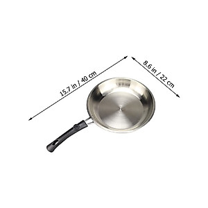 FOMIYES Kitchen Frying Pan Stainless Steel Non- Stick Frying Pan Steel Skillet Wok Kitchenware for Cooking 22cm (Silver)