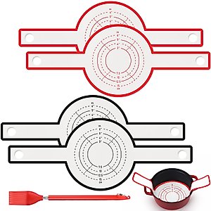 Rtteri 4 Pcs Silicone Bread Sling Baking Mat for Dutch Oven Sourdough Bread Baking Supplies 8.3 Inch Dutch Oven Liners Nonstick Reusable Heat Resistant Bread Pad with Long Handle and Pastry Brush