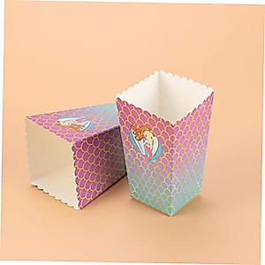 Popcorn Carton 24 Pcs Popcorn Boxes Party Candy Cartons Scalloped Favor Box Gift Box Mermaid Popcorn Box Mermaid Popcorn Boxes Cardboard Popcorn