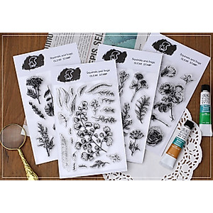 Forever Stamps Silicone Clear Stamps - Plants Botanic Pattern with Arylic Block Set for Card Making Decoration and DIY Scrapbooking ZENTA