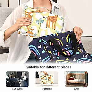 Bulletgxll Cute Giraffe Flower Portable Diaper Changing Pad Waterproof Changing Pad with Baby Tissue Pocket and Magic Stick for Newborn Baby.