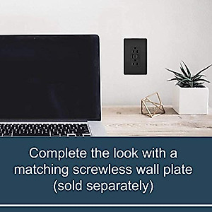 Legrand radiant 15 Amp Decorator Wall Outlet with 3.1 Amp USB Charger, BlackTM826USBBKCCV4