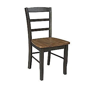 IC International Concepts 42" Dual Drop Leaf Pedestal Dining 2 Table and Chairs, Hickory/Washed Coal