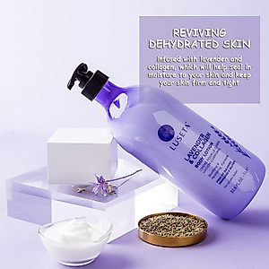 Luseta Lavender Scented Body Lotion with Collagen for Women 33.8oz, Moisturizing Body Lotion with Collagen, Sulfate & Paraben Free