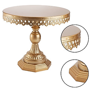 YOUEON Set of 3 Metal Gold Cake Stands, 8/10/12 Inch Round Metal Cupcake Display Stands, Dessert Stand Cake Stand for Dessert Table, Weddings, Birthday, Parties, Octangular Pedestal