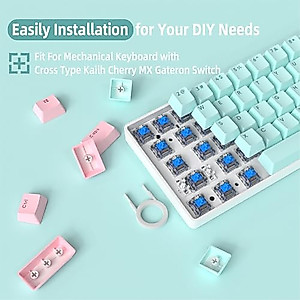 117 Key Custom PBT Keycap Set Double Shot OEM Profile for 61/68/87/98/100/104Key Compact 60% and Full Size GMMK Cherry MX Gateron Kailh Cross Type Switch US Layout Mechanical Keyboard DIY(Pink Blue)
