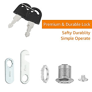 10 Pack 5/8 Cam Lock Keyed Alike Cabinet Locks with Keys Secure Drawer Mailbox File RV Storage Locks Tool Box Locks Replacement Cam Locks for Furniture, Chrome-Finish Zinc Alloy