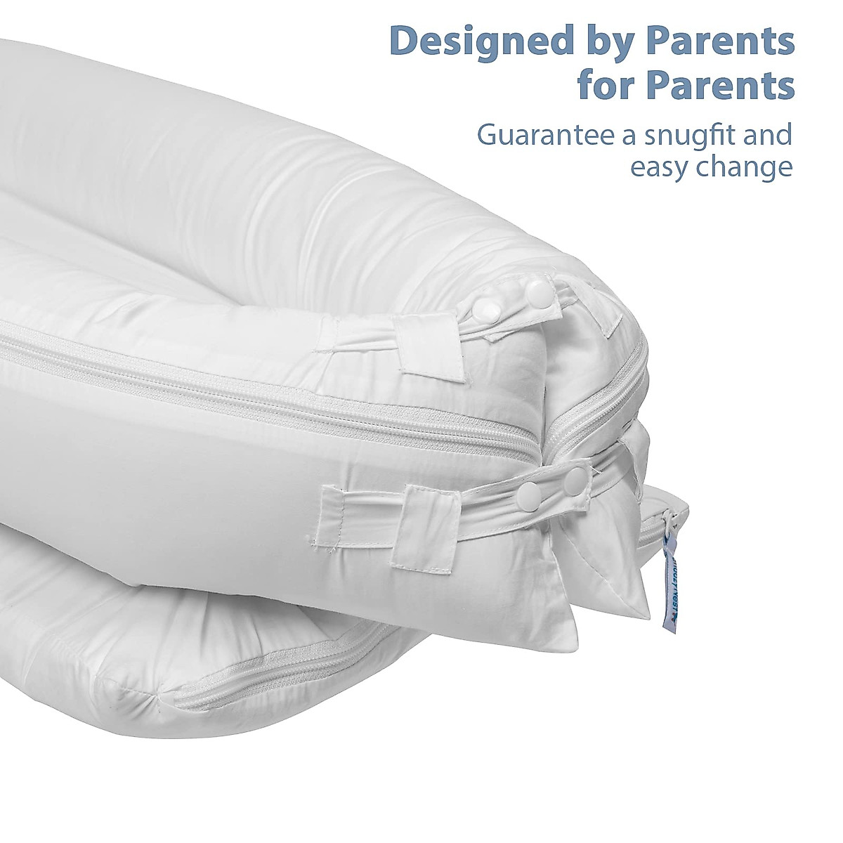 Baby Nest Cover for Dockatot Deluxe+ Docks | MEXXI 100% Hypoallergenic Cotton Newborn Lounger Cover | (Cover Only) (White)
