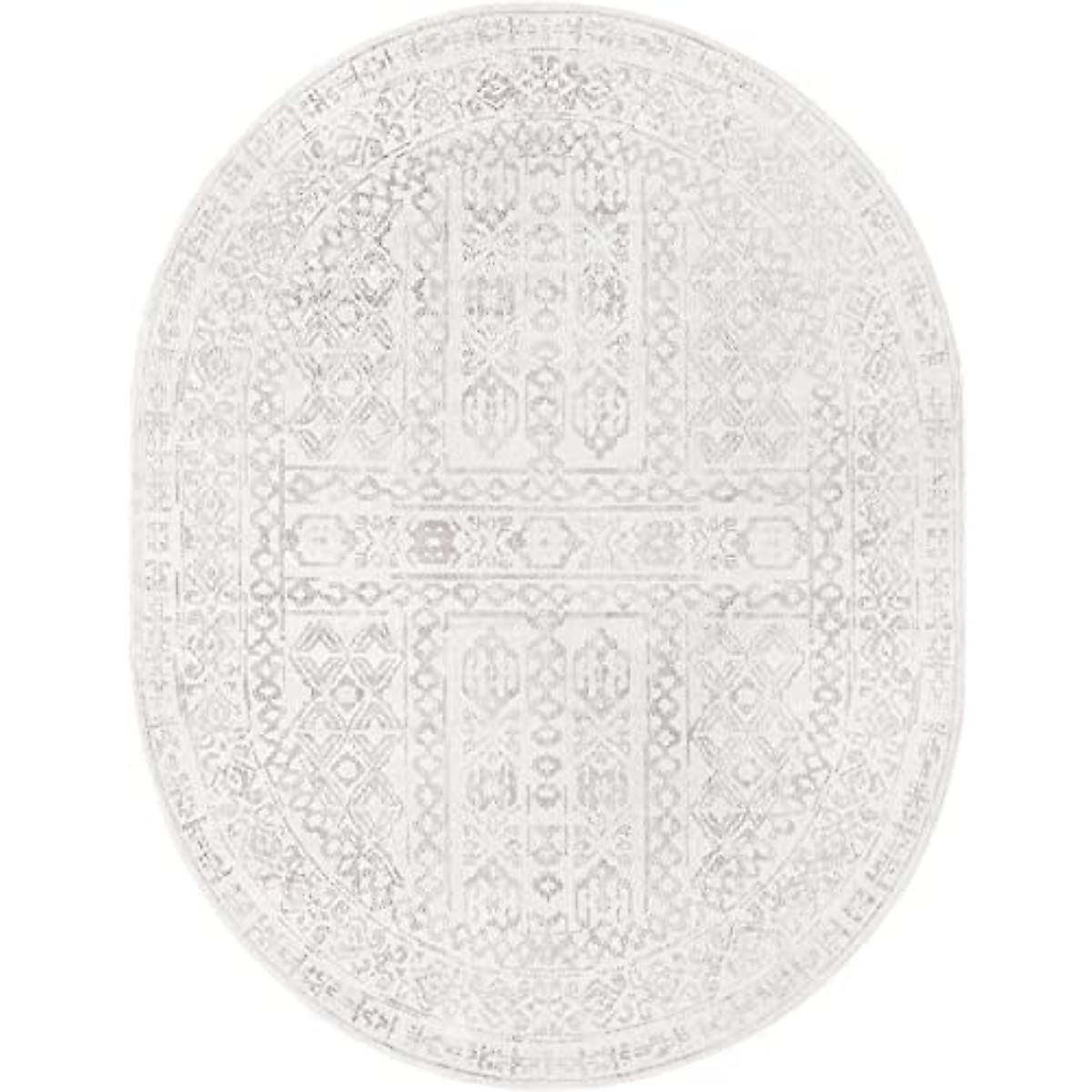Unique Loom Oxford Collection Area Rug - Magdelan (8' x 10' Oval, Cream/Ivory)