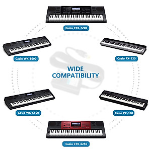 PwrON 12V Replacement AC to DC Adapter Compatible with Casio Piano Keyboard AD-A12150LW / AD-A1215LW PX-130 PX-350 PX-160 PX-150 CDP-120 CTK-6000 CTK-6300 CTK-7200 CDP-135 WK-6500 WK-6600 AP-220