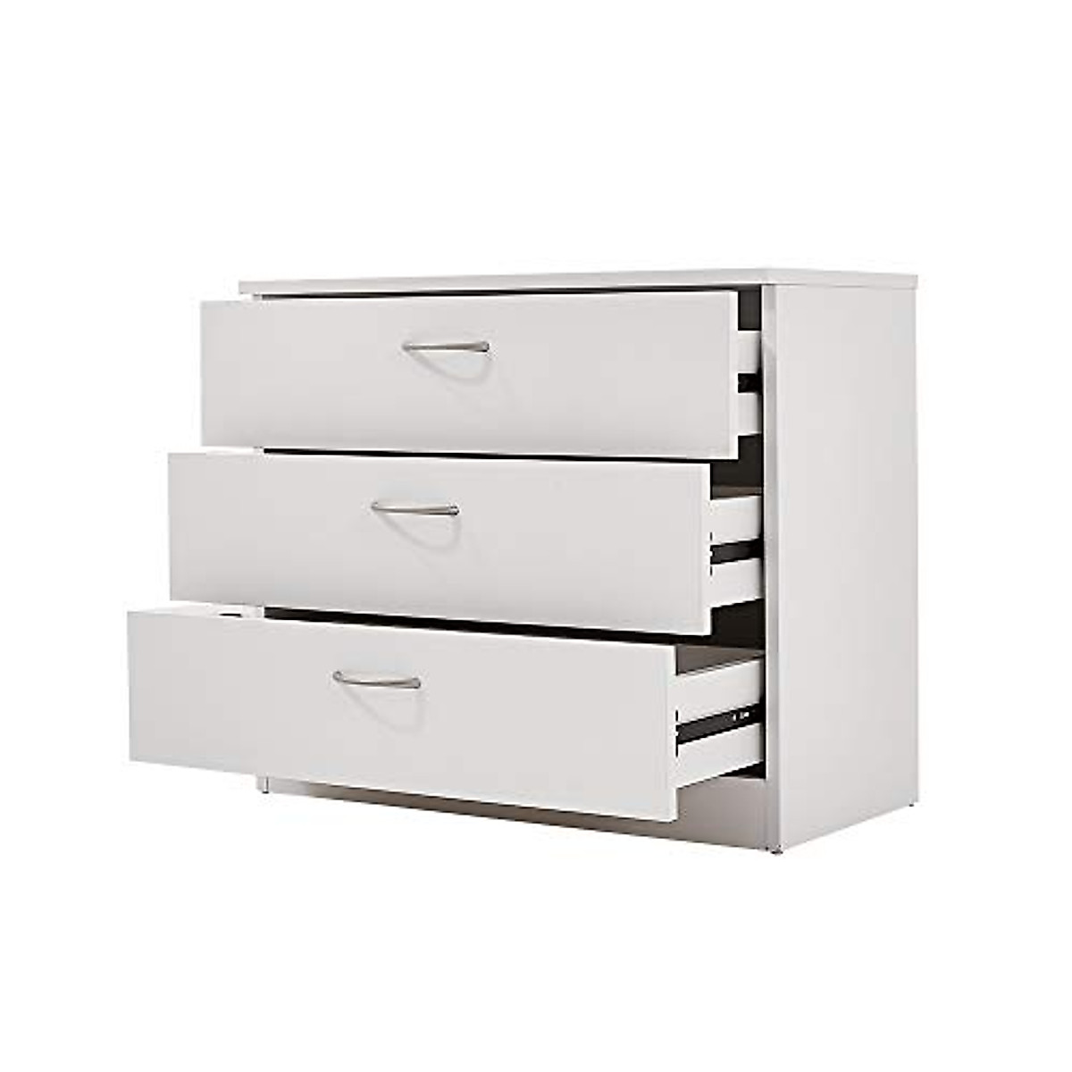 Kcelarec Wooden 3 Drawer Dresser, Modern Chest of Drawers Cabinet for Bedroom Hallway Living Room, White