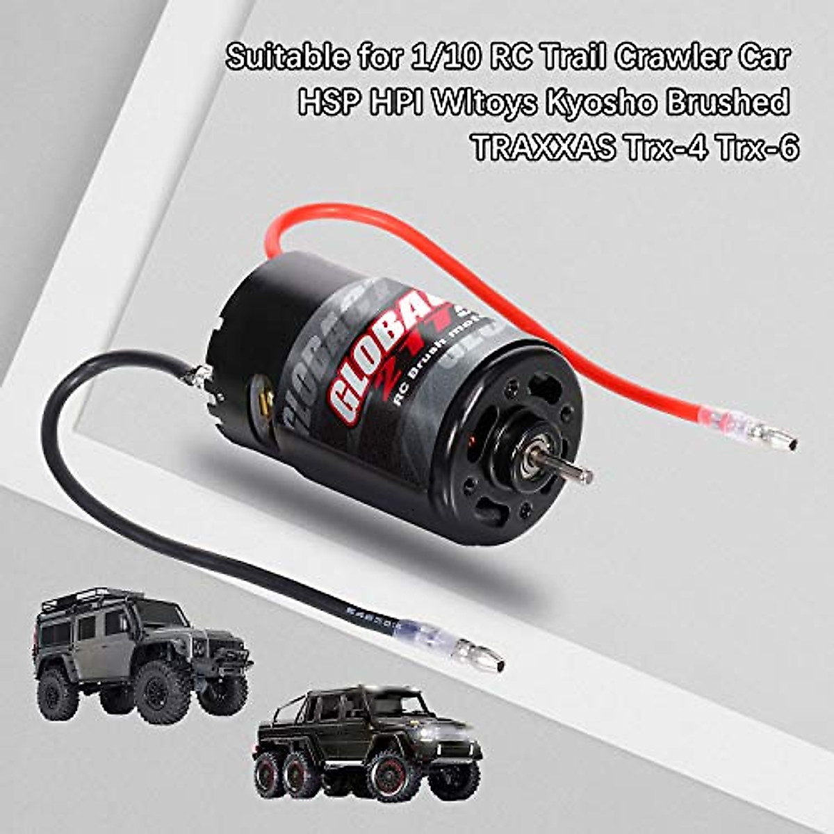 Globact Rc Motor 550 21T Brushed Motor for 1/10 RC Scale Rock Crawler Car TRX4 TRX6 Redcat Axial SCX10 SCX10II AXI03007 JL 90046 RC4WD D90