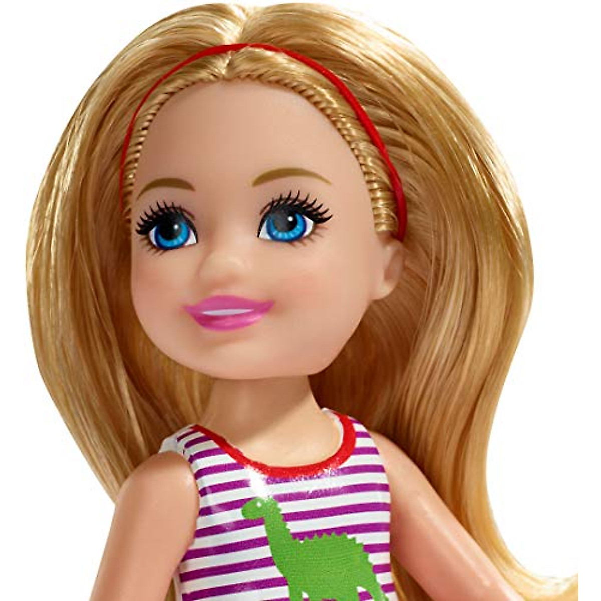 Barbie Club Chelsea Doll, 6-inch Blonde with Dinosaur-Themed Look, (GMR96)