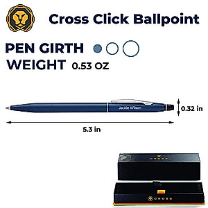 Dayspring Pens Cross Pen | Personalized Cross Click Ballpoint Pen - Midnight Blue. Custom Name Engraved. AT0622-121. Comes in Cross Gift Case. | Engraving