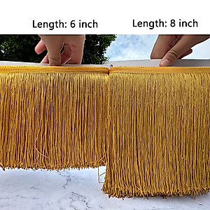 Dortrue 10 Yards of 8" Brown Fringe Trim Tassel Sewing Trim for Clothes Accessories Latin Wedding Dress DIY Lamp Shade Decoration