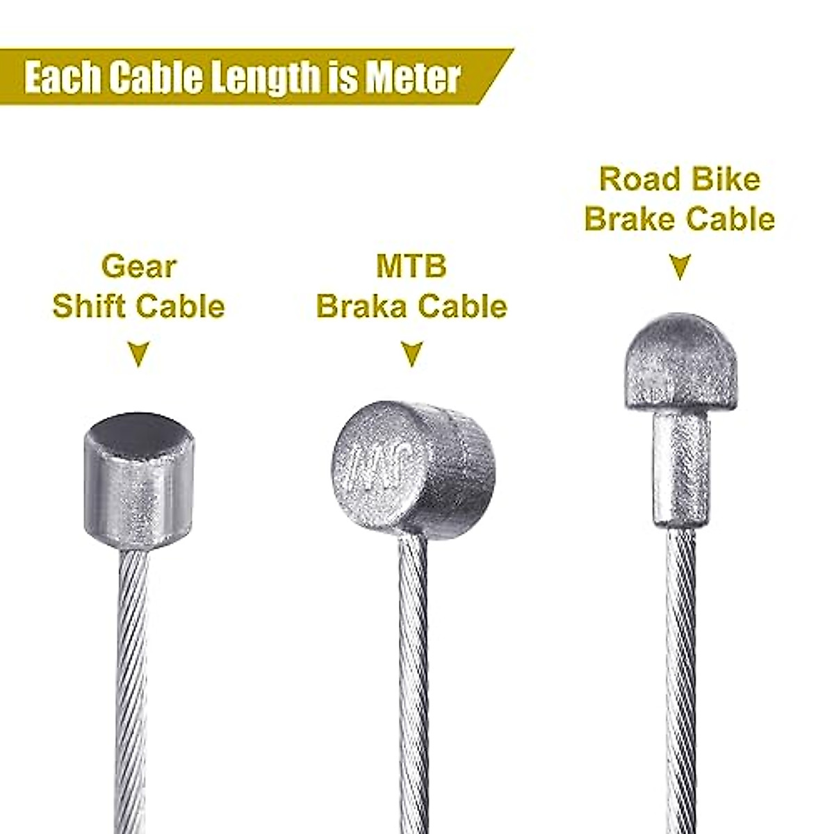 Universal Bicycle Transmission Line Bicycle Shift Derailleur Cable and Brake Cable Kit for Bicycle Mountain Road Bike Repair (Yellow)