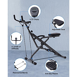 Squat Machine, BORGUSI R303 2 in 1 Squat Rowing Machine, Easy Assembly & Foldable Exercise Equipment, Glute Trainer Machine, Butt & Leg Home Workout Machine