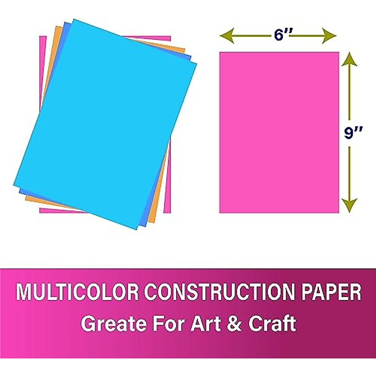 Auksales Construction Paper Multicolor for Art & Craft | 6" x 9" Inches | Bundle of 72 Sheets | Case Pack of 3