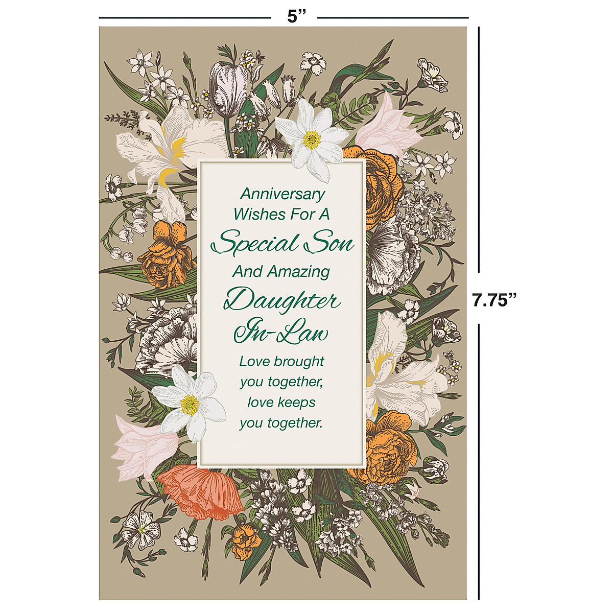 Chuck's Card-O-Rama Son Anniversary Card and Daughter-in-Law - Envelope Included - 5" x 7.75" - Packaged in Extra Sturdy Mailer - 96049