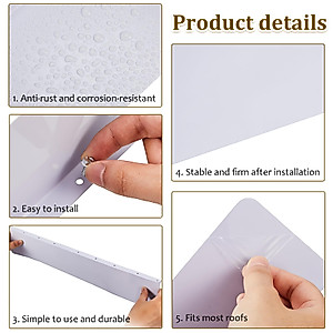 Yaocom 2 Pcs 24 Inch Gutter Valley Splash Guards Extra Long White Downspout Diverter Metal Straight Roof Rain Diverter with 20 Screws for Roof House Residential Flat Shingle Drain Downspout Water