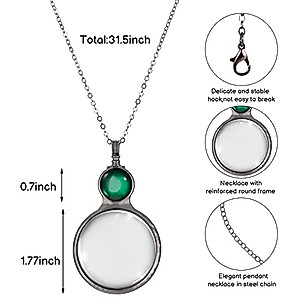 Magnifying Glass Necklace, 10x Magnifying Glass, Vintage Magnifying Glass Pendant Jewelry Reading Magnifie for Books Crafts Jewellery Hobbies (Green)