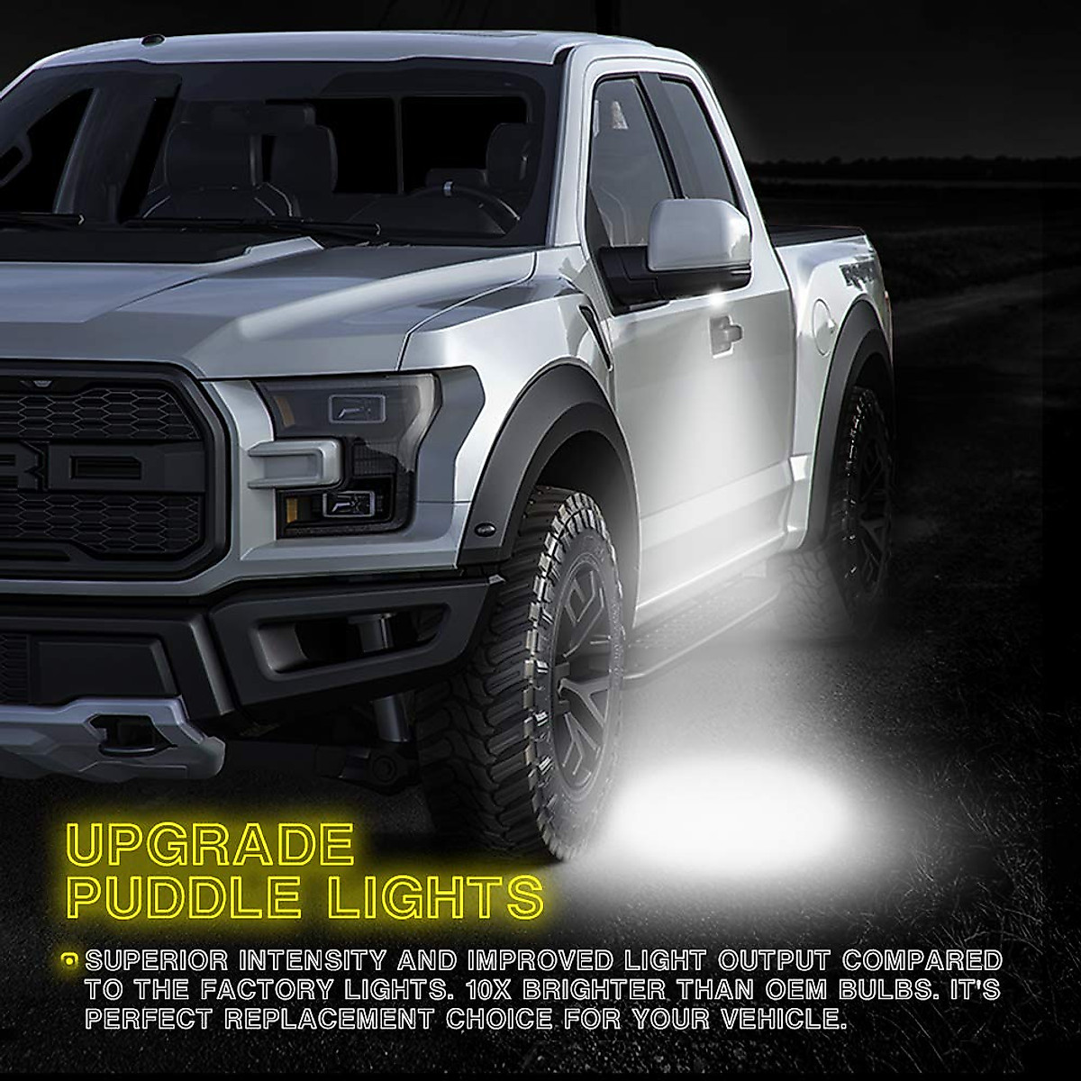 CAR ROVER Full LED Side Mirror Puddle Light Assembly with 6000K Xenon White Replacement for Ford F-150 Expedition Explorer Edge Flex Fusion Taurus X (Pack of 2)