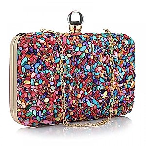 Clutch Purse for Women - Multicolor Rhinestone Crossbody Bag - Elegant Evening Handbag (Multicolor)