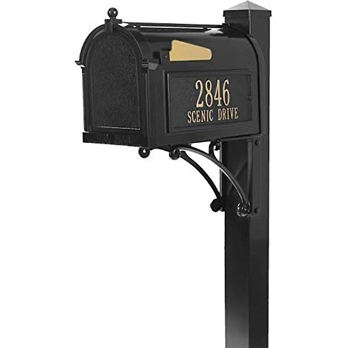 Whitehall 16308 Aluminum Superior Mailbox Package in Black
