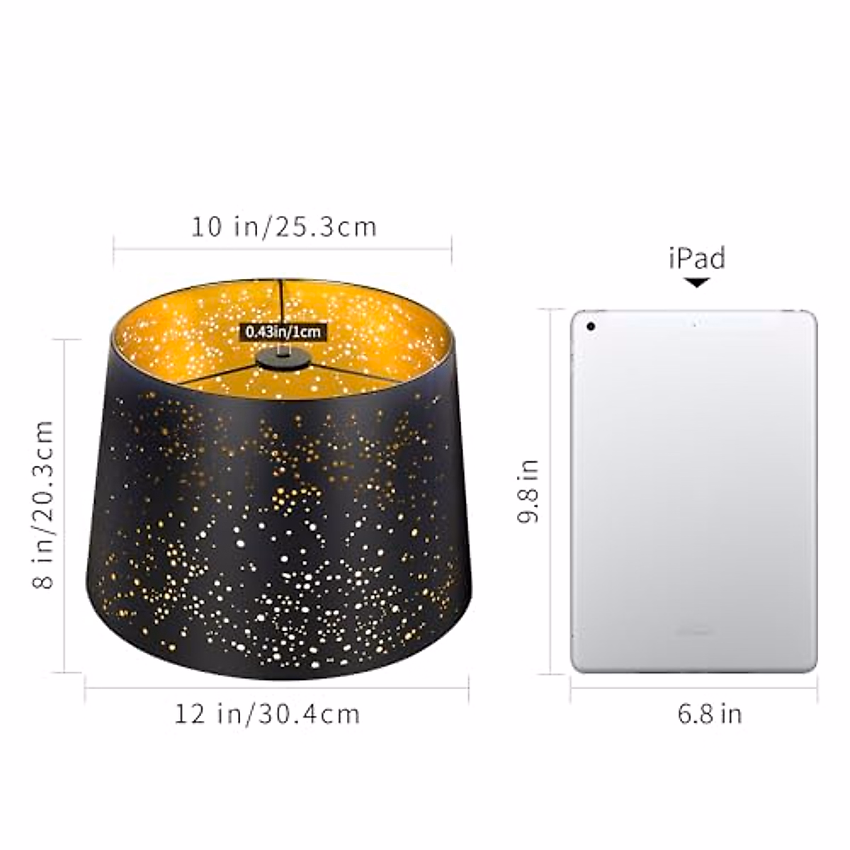 Double Medium Metal Lamp Shades Set of 2, ALUCSET Drum iron Lampshades for Table Lamp and Floor Light,10x12x8 inch (Sky Stars, 2 pcs pack)