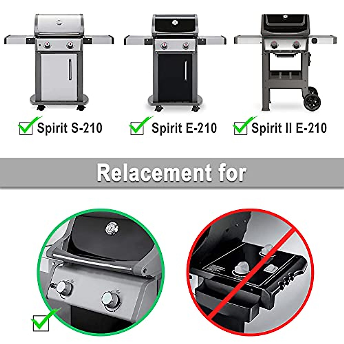 SHINESTAR Grill Burner Replacement for Weber Spirit & Spirit II 200 Series, Spirit E/S-210 (Front-Mounted Control), Durable Stainless Steel, 18-Inch Long, Part # 69785