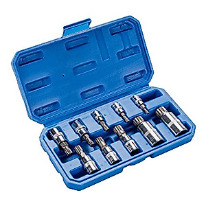 Qnkaa XZN Triple Square Spline Bit Socket Set 10pcs Silver M4 - M18, Premium S2 Alloy Steel, 1/4” 3/8” 1/2” Drive