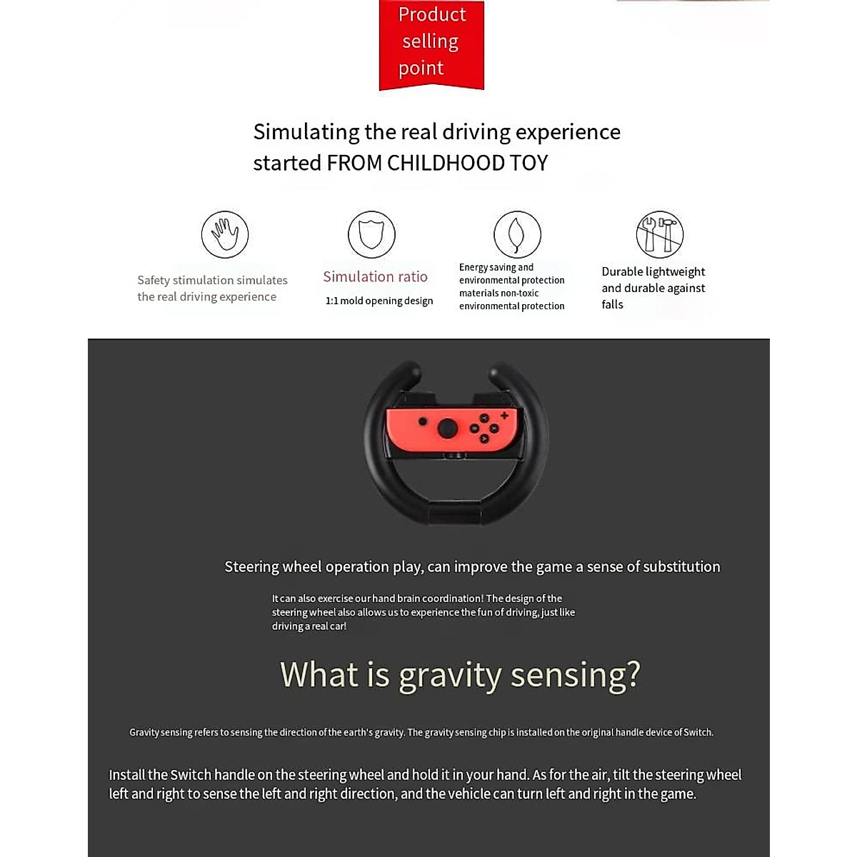 Mmwpqbd for Nintendo Switchh Game Aiming Wheel Mario Racing 8 Bracket Accessories Left and Right Double Handle Grip 1 Set Total 2 Brackets ☆ Black