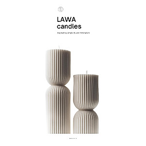 LAWA Hourglass Pillar Candle - Large Beautiful Handmade Pillar Scented Soy Wax Candle Elegant Bubble Aesthetic Candle Housewarming Gift Home Room Shelf Decor Idea White (Set of 2)