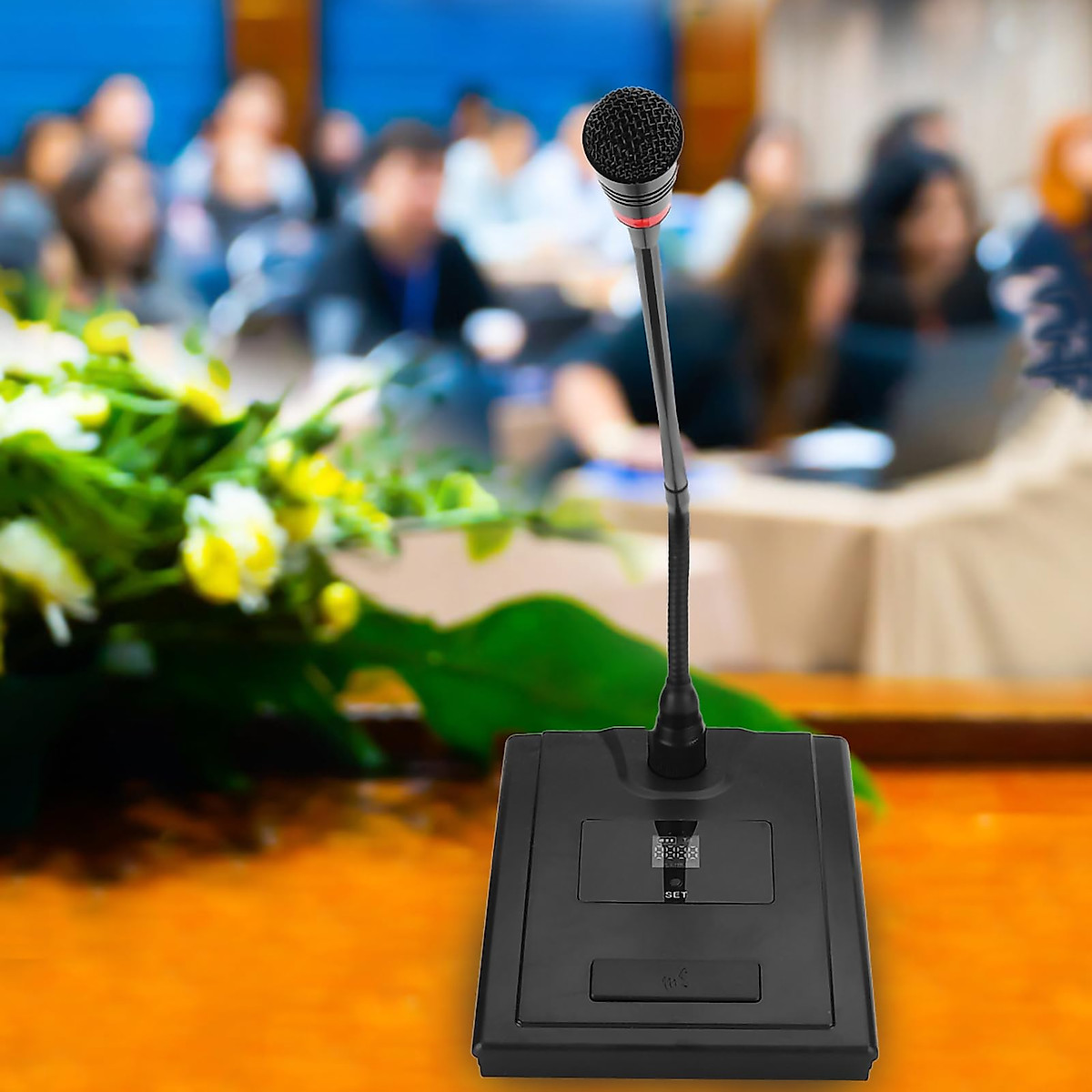 SYH&AQYE Gooseneck Wireless Microphone, 6.35 to 3.5mm Adapter Desktop Microphone, Table Mounted Condenser Mic for Conference, Studio Audio Recording