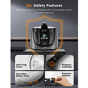 Nuwave Duet Air Fryer, Electric Pressure Cooker & Grill Combo, 540 IN 1 Multicooker with 2 Removable Lids, Slow Cook, Sears, Sautés, 18/10 SS Pot, Sure-Lock Safety Tech & 9 Deluxe Accessories