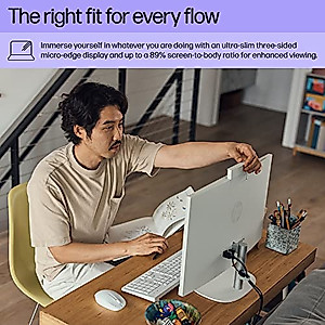 HP 23.8 inch All-in-One Desktop PC, FHD Display, AMD Ryzen 7 7730U, 16 GB RAM, 512 GB SSD, AMD Radeon Graphics, Windows 11 Home, 24-cr0090 (2023)