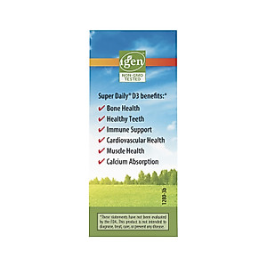 Carlson - Super Daily D3, Vitamin D Drops, 2,000 IU per Drop, 1-Year Supply, Vitamin D3 Liquid, Heart & Immune Health, Vegetarian, Liquid Vitamin D Drops, Unflavored, 365 Drops