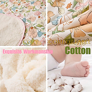 Brandream Crib Bedding Set for Girls 3 Pieces Floral Baby Nursery Bedding Set with Enchanting Blossoms Painterly Petals Leaves Design, Cotton