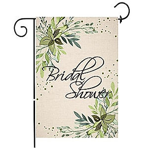 chengxun Bridal Shower Garden Flag Double Sided 12.5*18 Inch, Eucalyptus Floral Rustic Greenery Yard Outdoor Decoration Flag