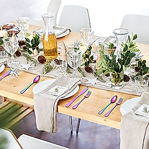 Berglander Flatware Set 20 Piece, Stainless Steel With Titanium Colorful Plated, Multicolor Flatware Set, Silverware, Rainbow Color Cutlery Set Service For 4