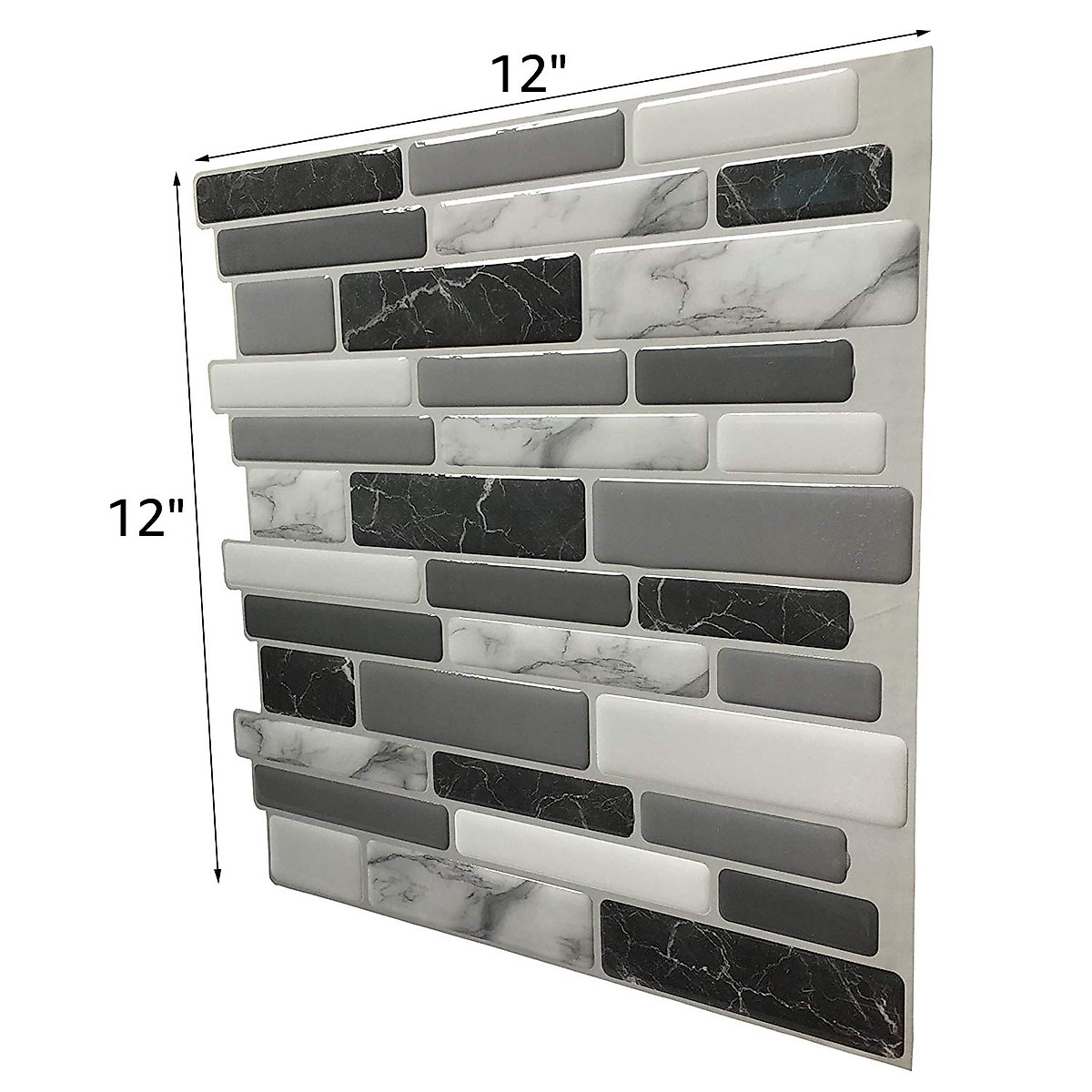 Art3d 12"x12" Peel and Stick Backsplash Tile for Kitchen, Marble Grey (6-Sheet)