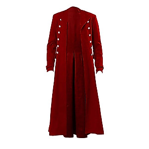 Men's Steampunk Jacket Tailcoat Halloween Cosplay Costumes Vintage Gothic Long Trench Coat Windbreaker Overcoat Red